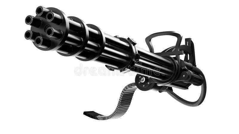 Minigun en un fondo blanco stock de ilustración. Ilustración de futuro ...