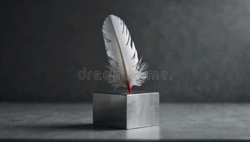 Minimal Abstract Background. a Delicate White Feather Balancing on the ...