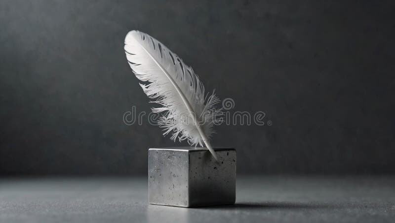 Minimal Abstract Background. a Delicate White Feather Balancing on the ...