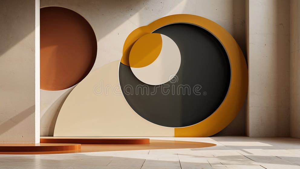 Minimal Abstract Composition with Spheres and Arches Stock Illustration ...