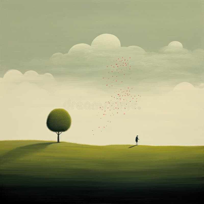 Minimal Abstract Landspace , Hand Draw and Color Concept Stock ...