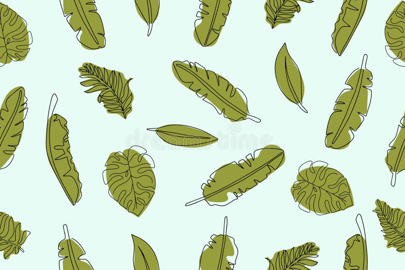 Minimal Abstract Leaves in Line Drawing Set. Vector Drawing of Tropical ...