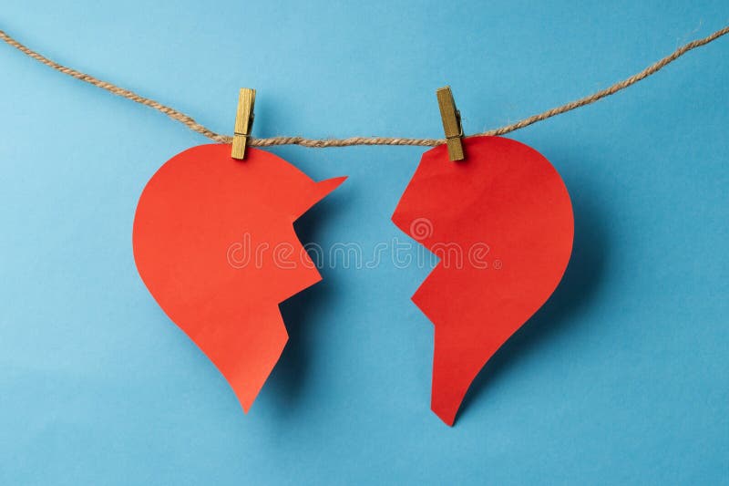 Minimal Abstract Lost Love and Breakup Concept. Red Broken Heart Stock ...