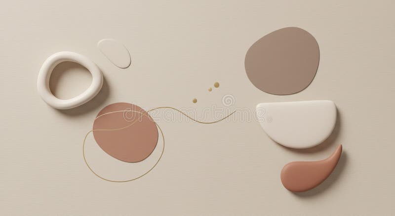 Minimal Abstract Neutral Shapes on Textured Beige Canvas Surface Stock ...