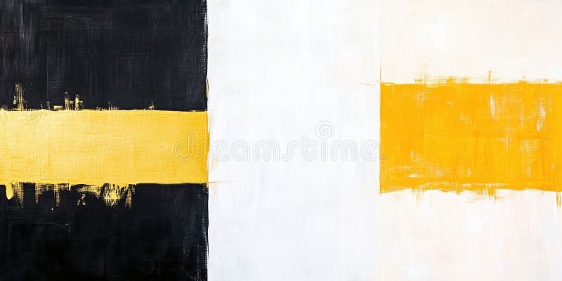 Minimal Abstract Painting with Yellow, Black and White Blocks Stock ...