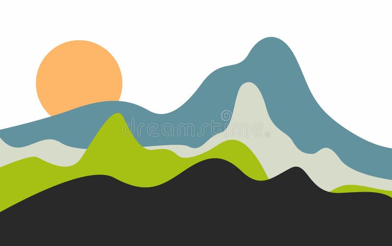 Minimal Abstract Sunset Mountain Landscape Background Design Stock ...