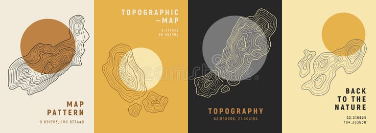 Minimal Abstract Topographic Map Pattern with Circle Elements Stock ...