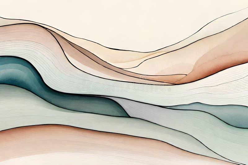 Minimal Abstract Waves. Ai Generated Stock Illustration - Illustration ...