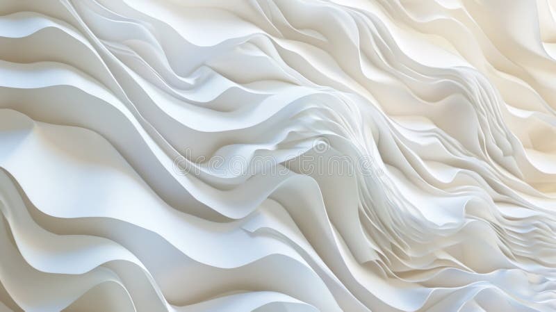 Minimal Abstract White Background with Smooth Curve, Flowing Satin ...
