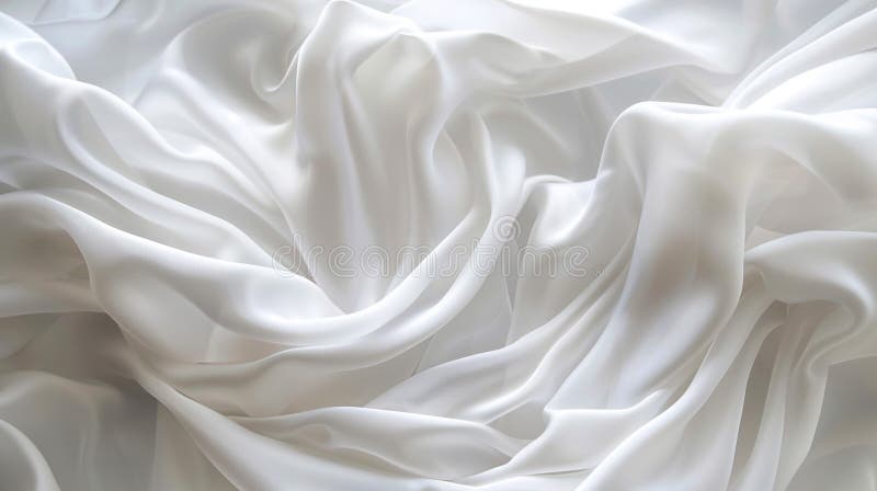 Minimal Abstract White Background with Smooth Curves, Flowing Satin ...