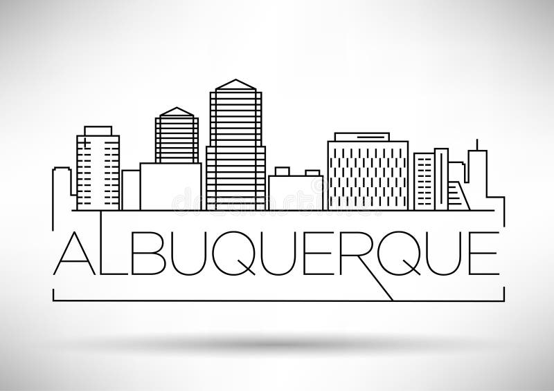 Albuquerque Skyline Silhouette - Multicolor Line Art Stock Vector ...