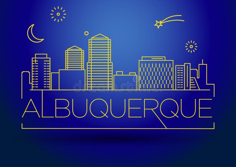 Minimal Albuquerque Linear City Skyline with Typographic Design Stock ...