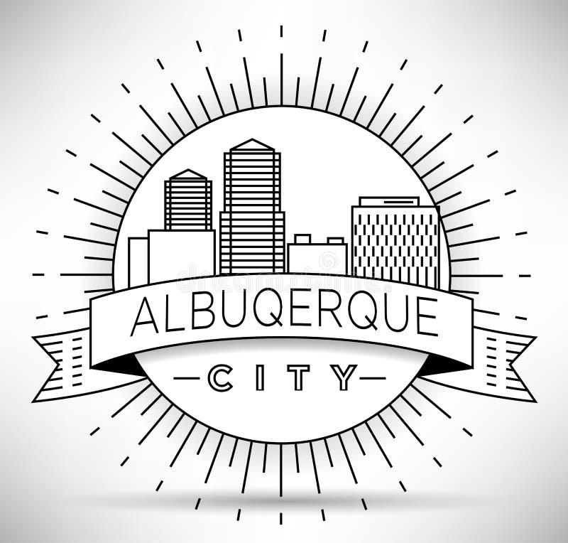 Minimal Albuquerque Linear City Skyline with Typographic Design Stock ...