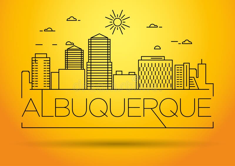 Minimal Albuquerque Linear City Skyline with Typographic Design Stock ...