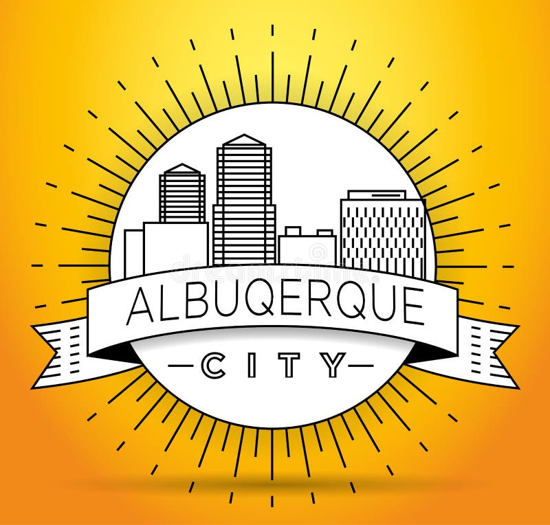 Minimal Albuquerque Linear City Skyline with Typographic Design Stock ...