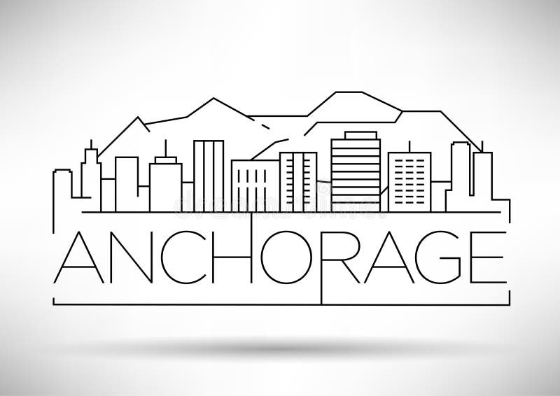 Minimal Anchorage Linear City Skyline with Typographic Design Stock ...