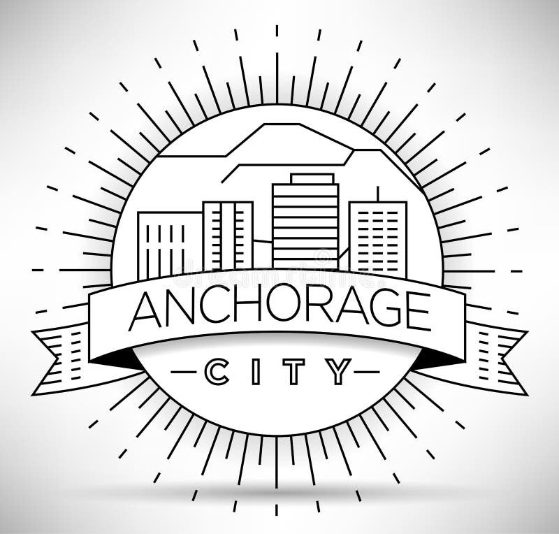 Minimal Anchorage Linear City Skyline with Typographic Design Stock ...