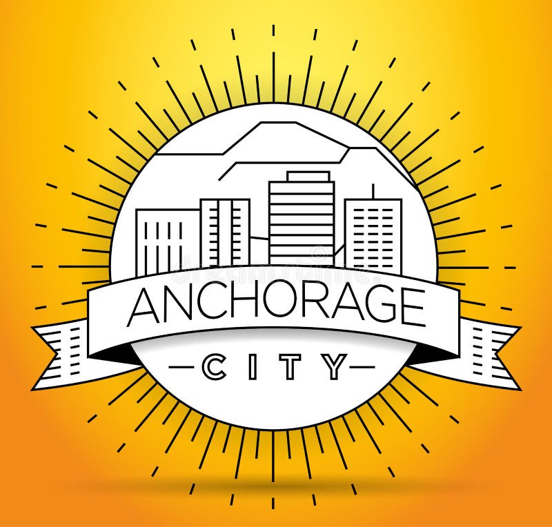 Minimal Anchorage Linear City Skyline with Typographic Design Stock ...