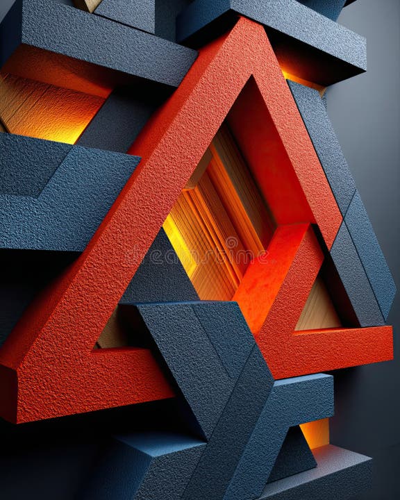 Minimal Angular Geometry in Orange & Navy Stock Illustration ...