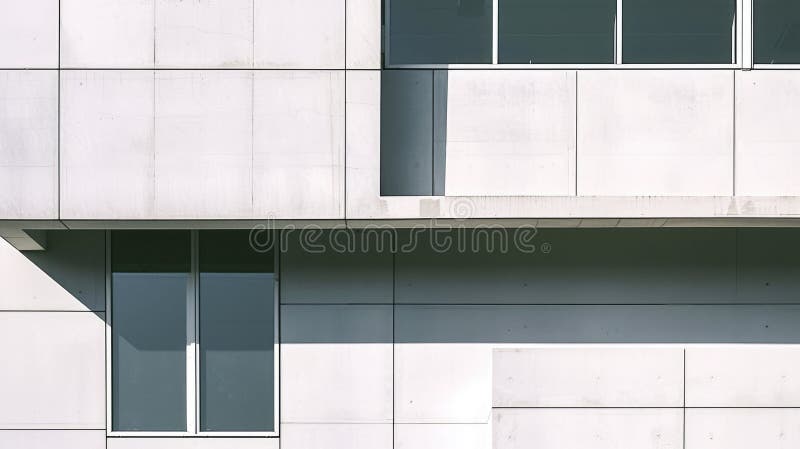 Minimal Architectural Building with Shadow and Light Against White Wall ...