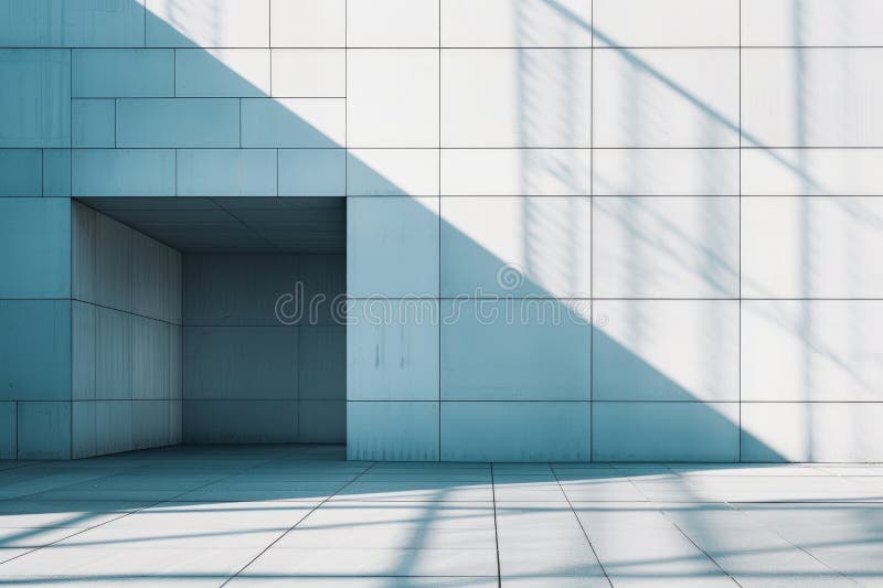 Minimal Architectural Building with Shadow and Light Against White Wall ...