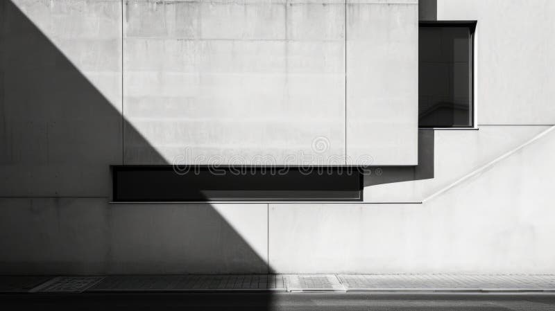 Minimal Architectural Building with Shadow and Light Against White Wall ...