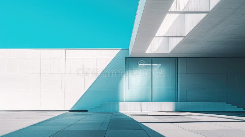 Minimal Architectural Building with Shadow and Light Against White Wall ...