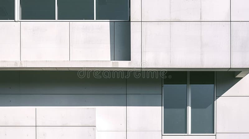 Minimal Architectural Building with Shadow and Light Against White Wall ...