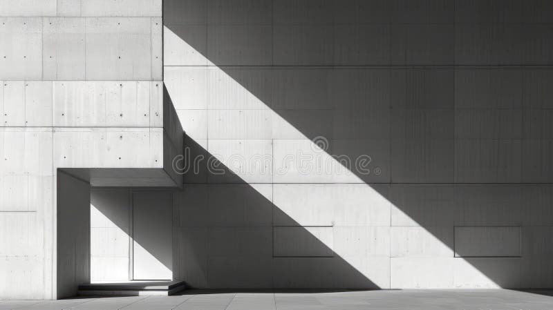 Minimal Architectural Building with Shadow and Light Against White Wall ...