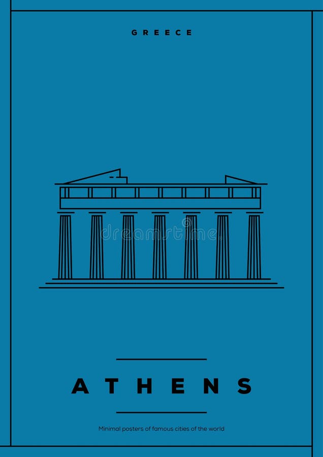Minimal Athens City Poster Design Stock Illustration - Illustration of ...