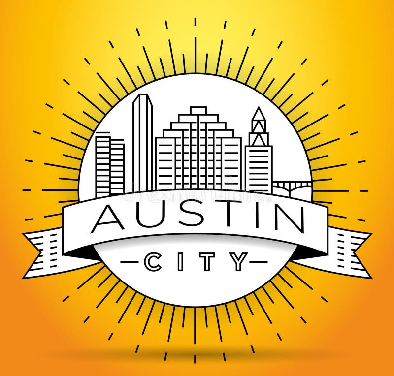 Minimal Austin City Linear Skyline with Typographic Design Stock Vector ...