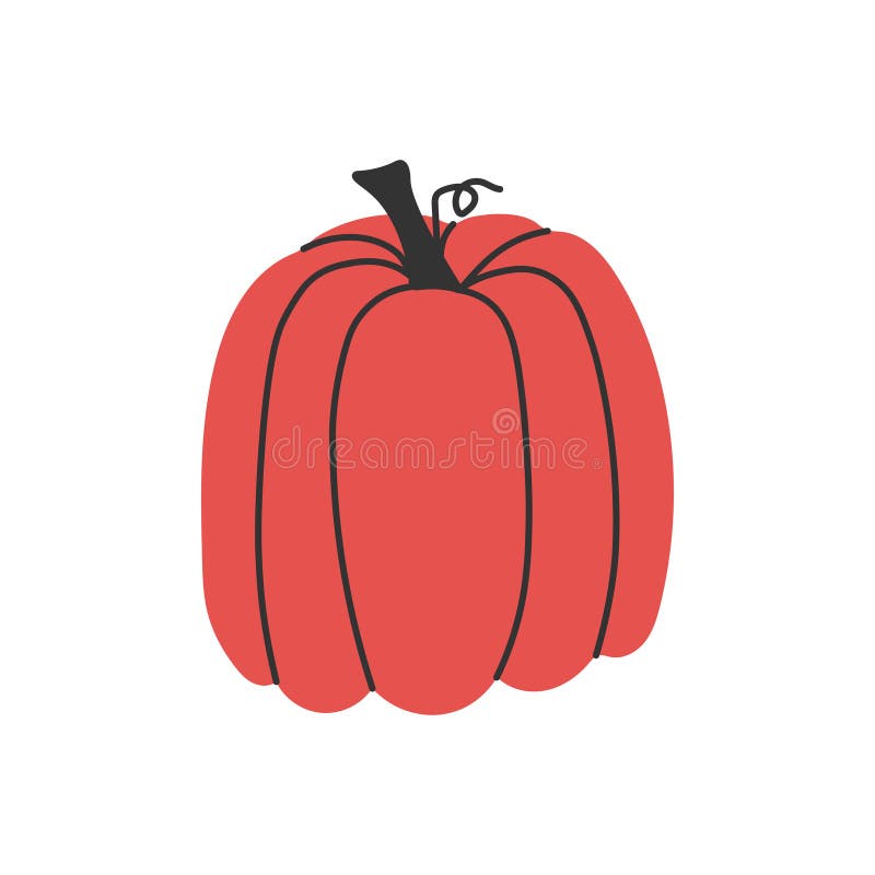 Minimal Autumn Pumpkin Icon in Hand-Drawn Style. Stock Vector ...
