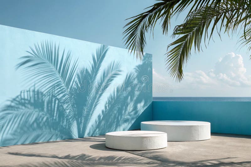 Minimal Product Placement Stage with Palm Shadow Stock Illustration ...