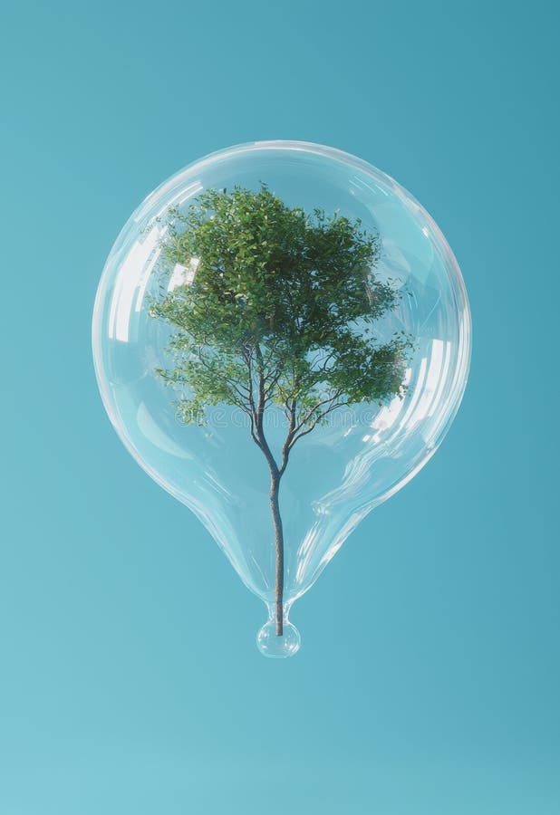 A Minimal Balloon Concept with a Growing Tree Inside. a Flying Balloon ...