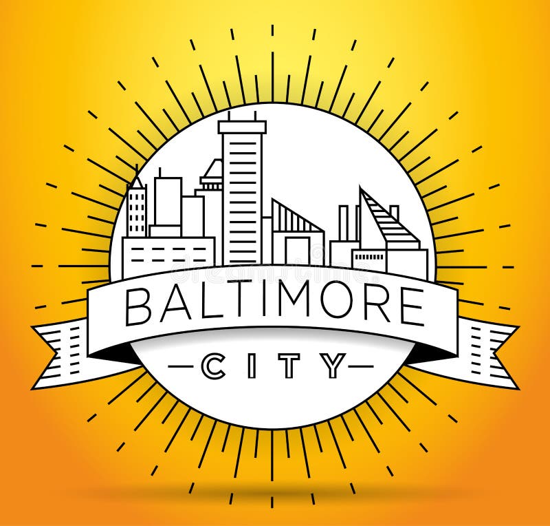 Minimal Baltimore Linear City Skyline with Typographic Design Stock ...