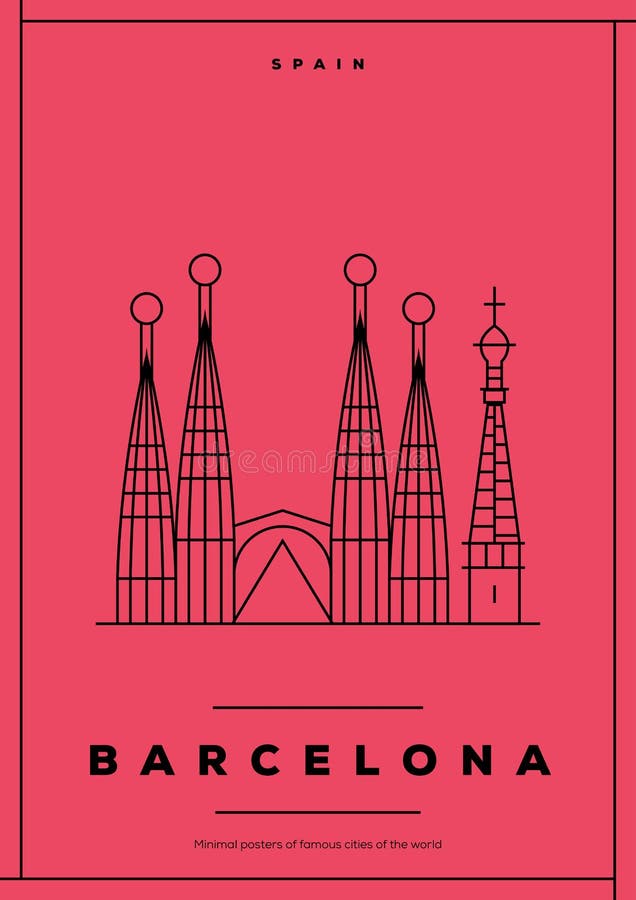 Minimal Barcelona City Poster Design Stock Vector - Illustration of ...