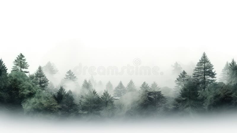 Minimal, Beautiful Forest Illustration on a White Background Stock ...