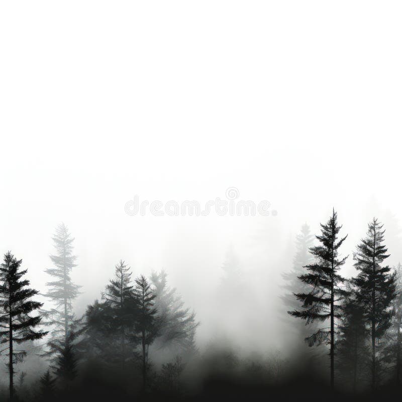 Minimal Beautiful Forest Illustration on a White Background Stock ...