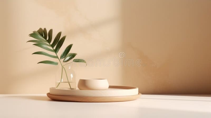 Minimal Beige Background with Empty Podium. Illustration AI Generative ...