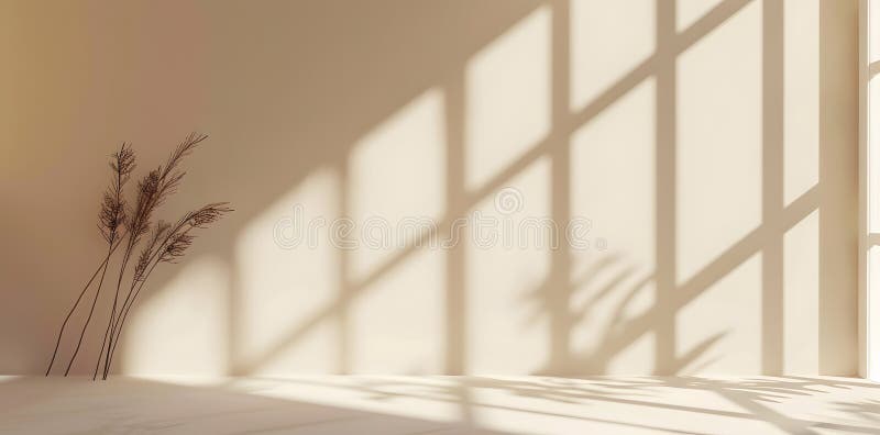 Minimal Beige Background with Window Shadows for Product Display Stock ...