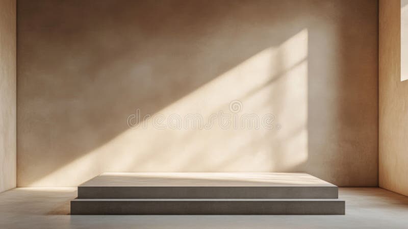 Minimal Beige Platform Against Textured Wall Stock Illustration ...