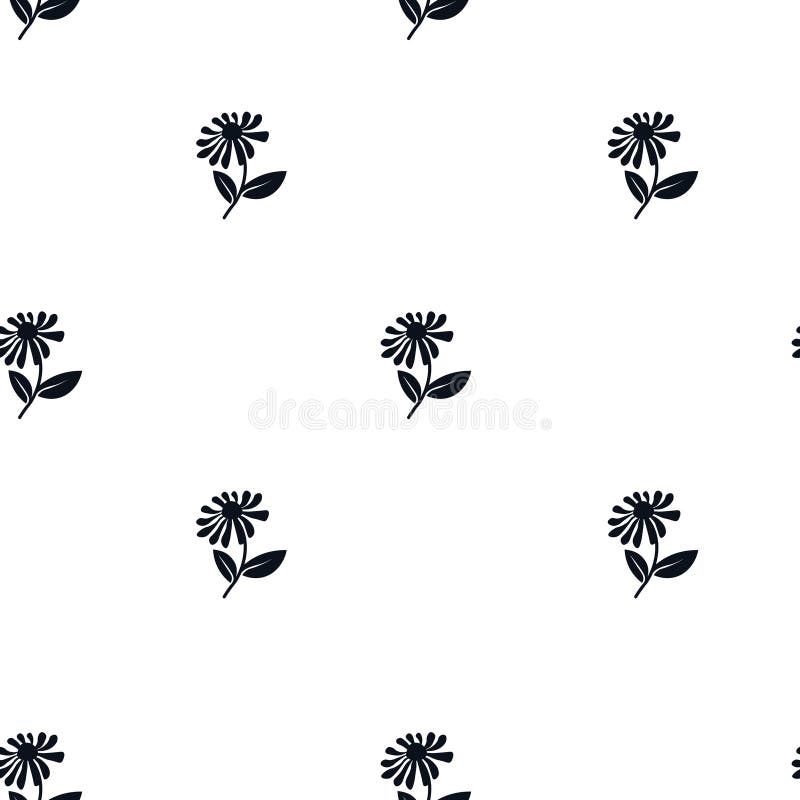 Minimal Black Floral Seamless Pattern Stock Vector - Illustration of ...