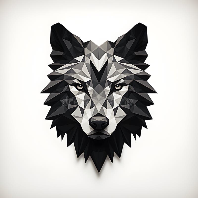 Minimal Black Line Polygon Wolf on White Background. Stock Illustration ...