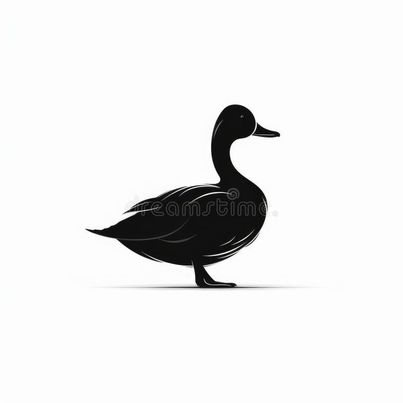 Minimal Black and White Duck Logo in Flat Design Stock Illustration ...