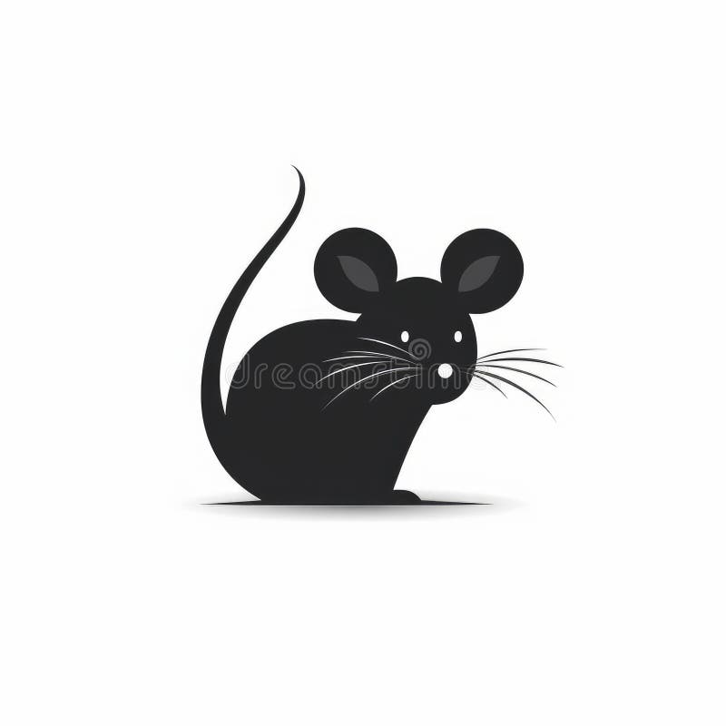 Minimal Black and White Mouse Logo in Flat Design Stock Illustration ...