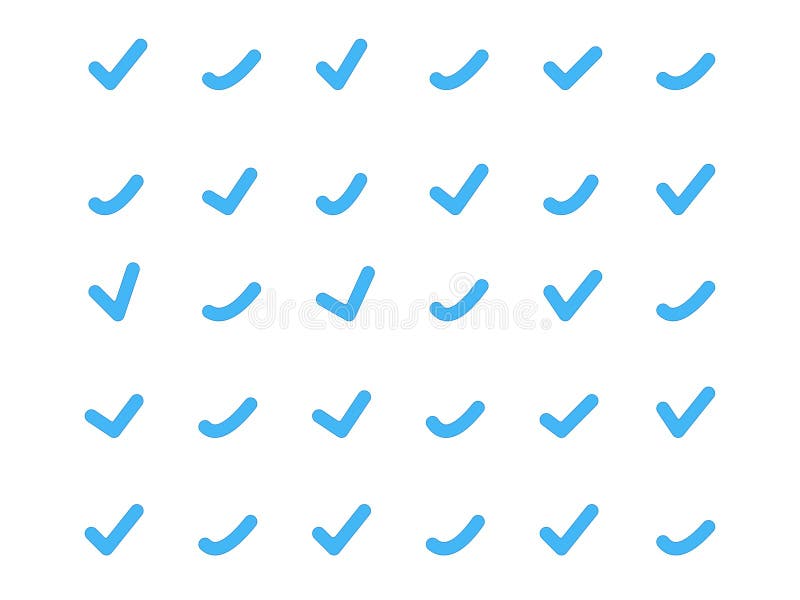 Minimal Blue Check Mark Pattern Icon Set Stock Illustration ...