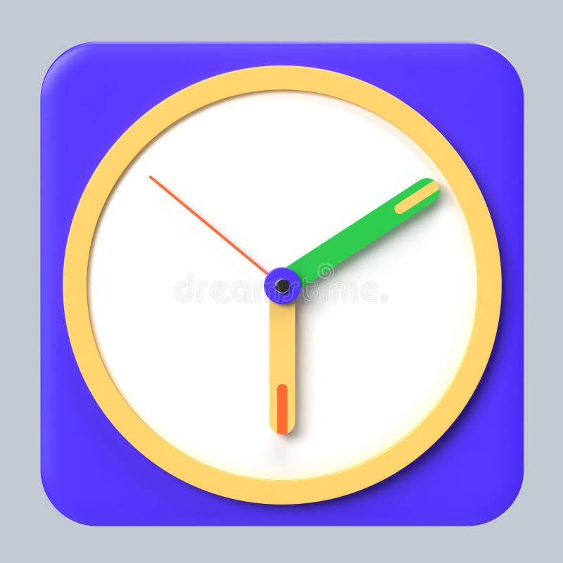 Minimal Blue Clock Time 3D Icon Stock Illustration - Illustration of ...