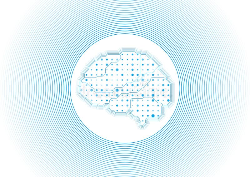 Minimal Blue Outlines of the Human Brain with Halftone Dots Abstract ...