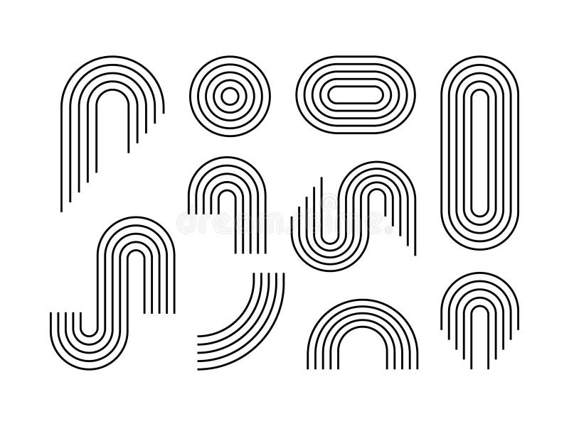 Minimal Boho Arch. Simple Line Rainbows. Vector Abstract Shape, Outline ...