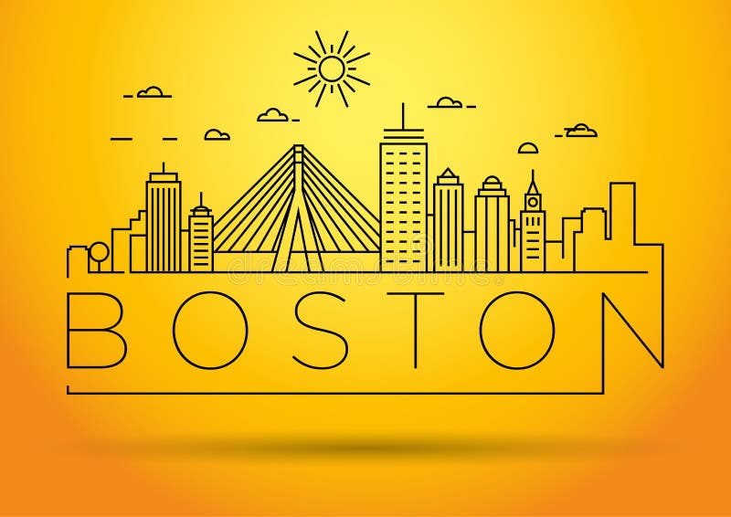 Minimal Boston City Linear Skyline with Typographic Design Stock ...